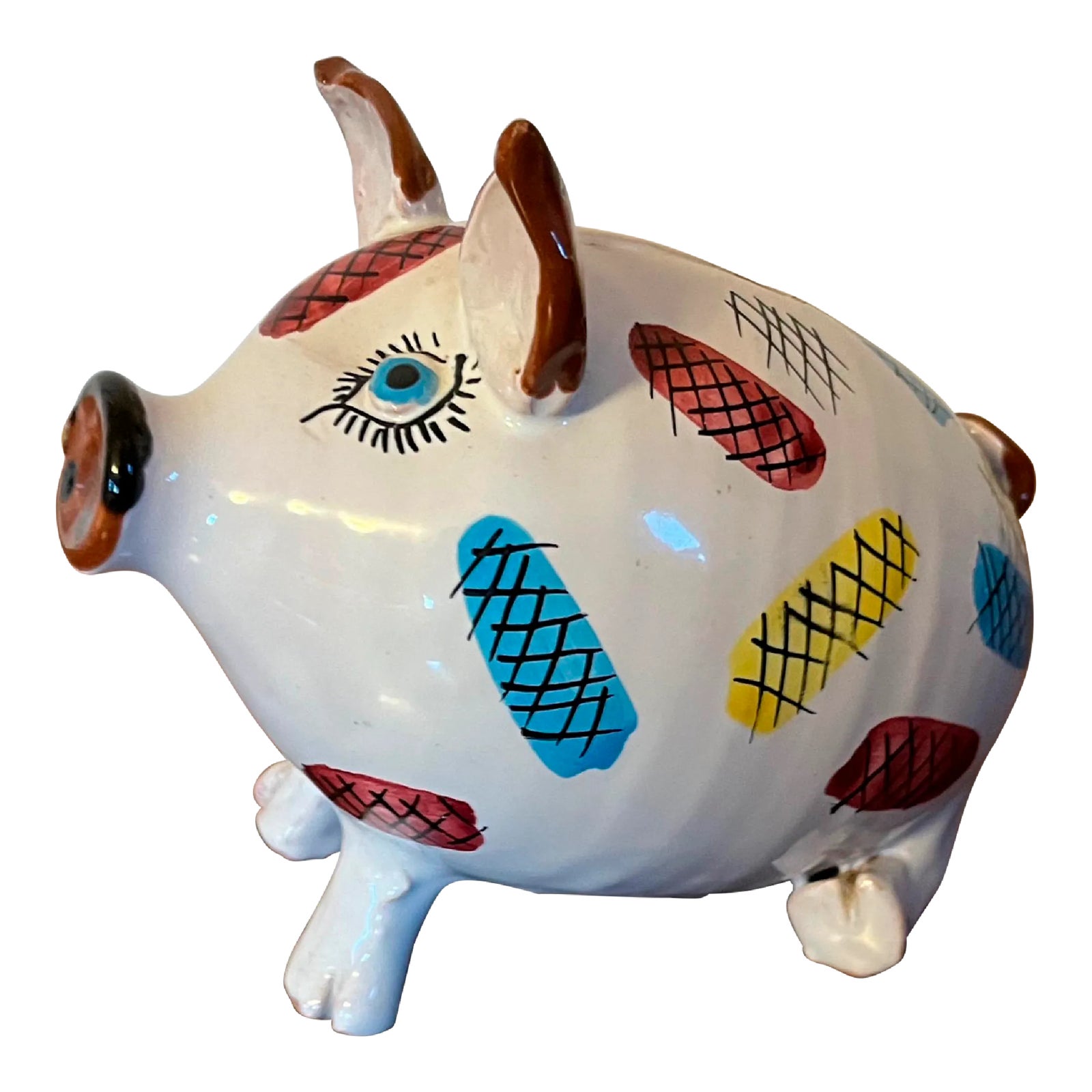 Mid-Century Modern Italian Pottery Piggy Bank | Chairish