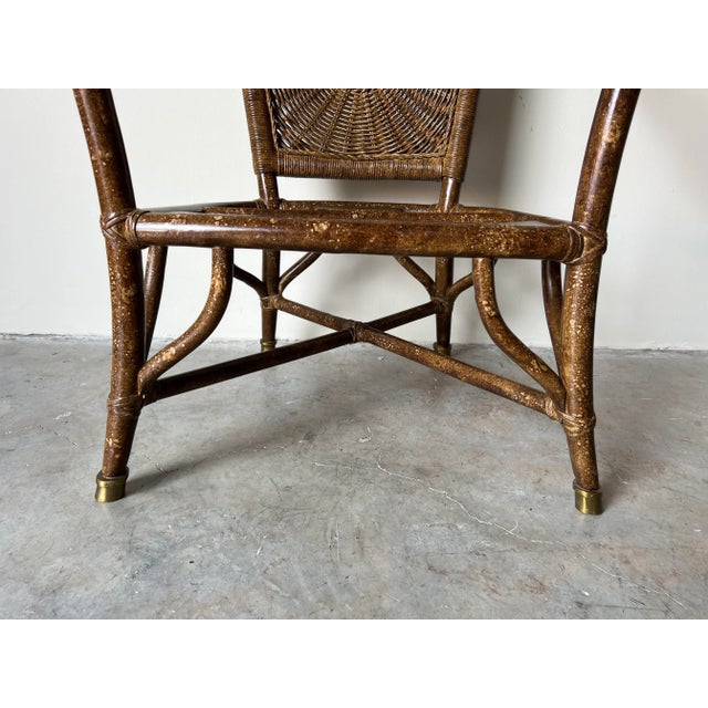 Vintage Organic Faux - Tortoise Shell Finish Rattan and Brass Accent ...