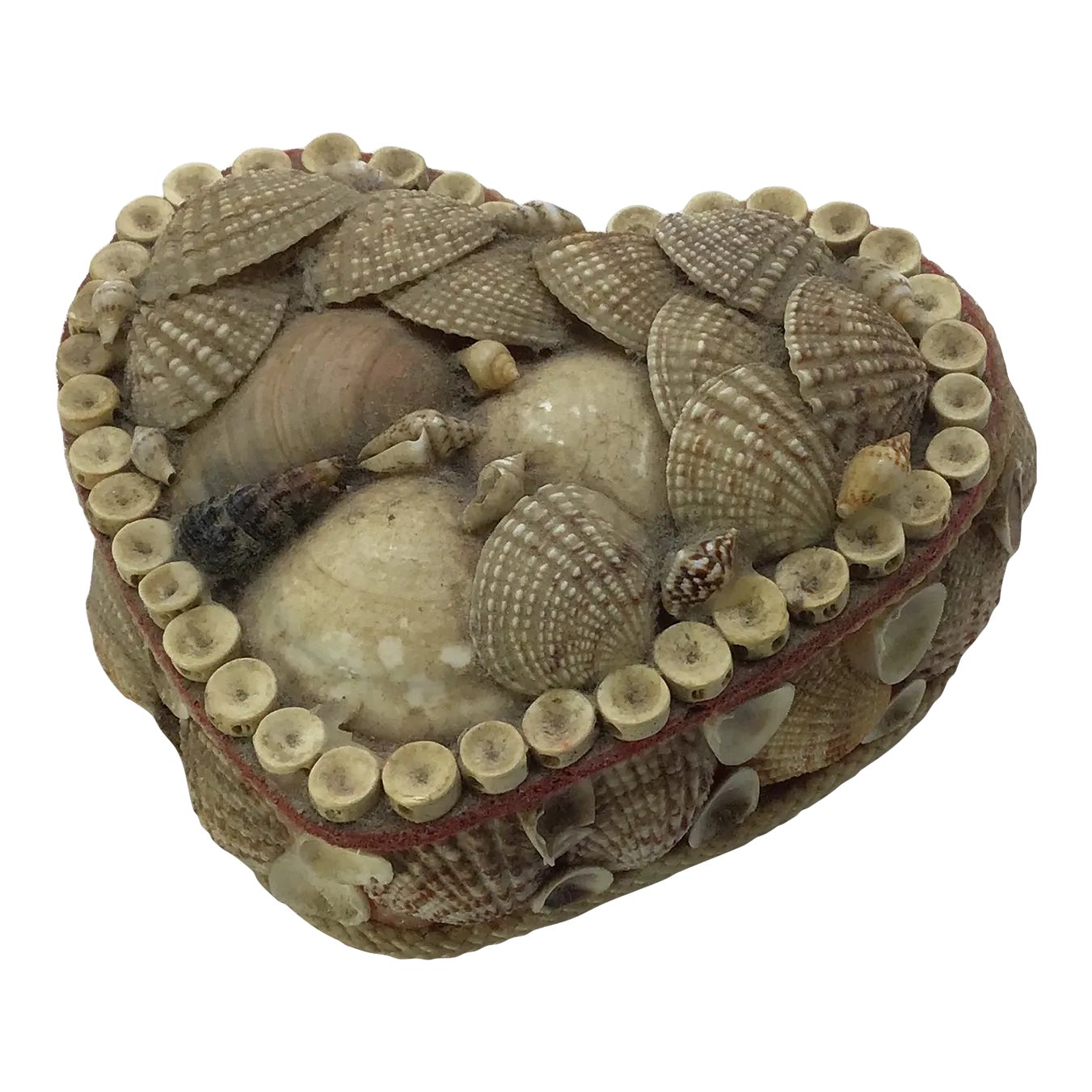 Shell Jewelry Box Vintage Heart Seashell Encrusted Jewelry Trinket Box ...