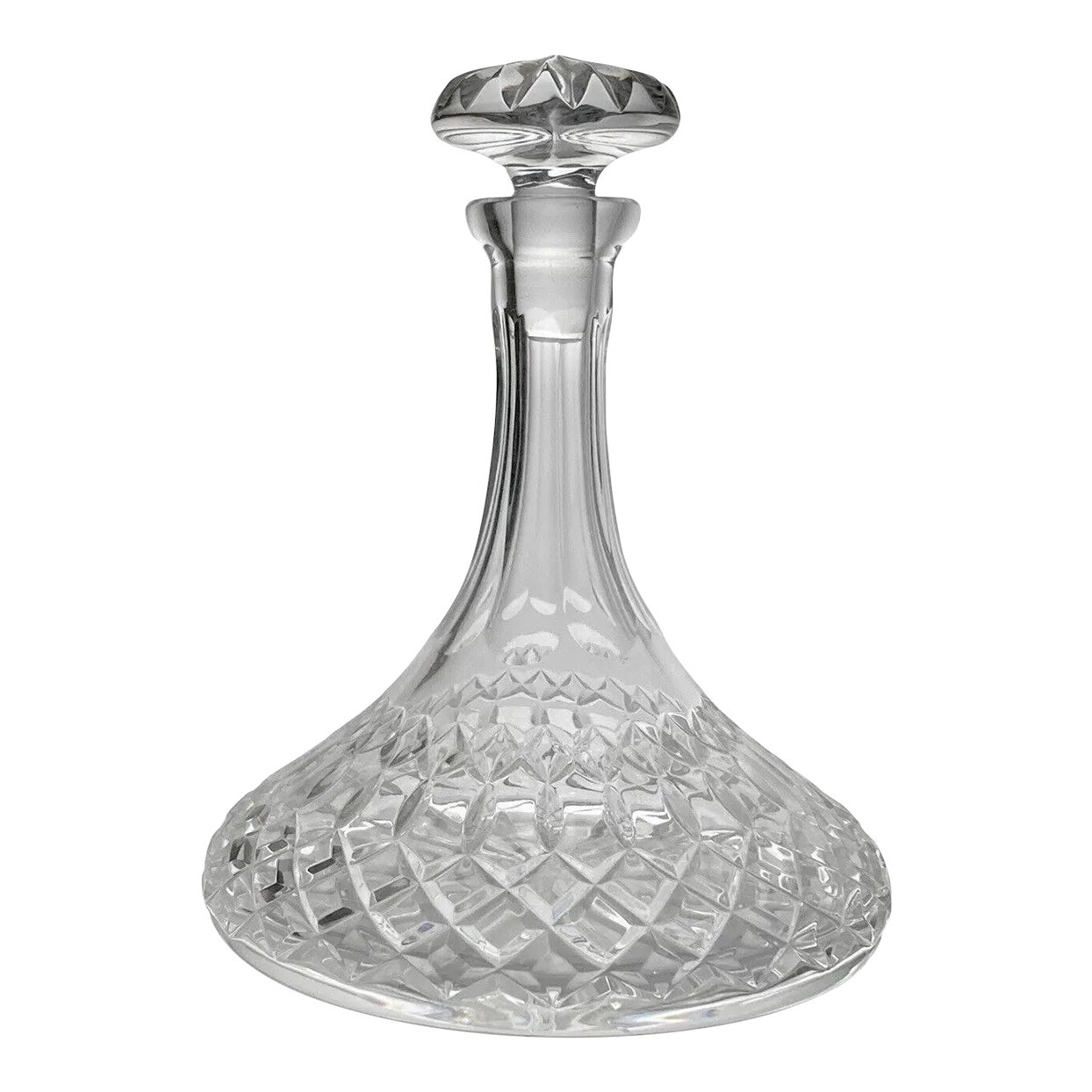 1970s Crystal Liquor Spirits Ships Decanter Criss-Cross Cuts | Chairish
