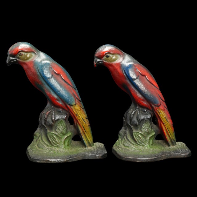 1920’s Cast Iron Parrot Bookends - a Pair | Chairish