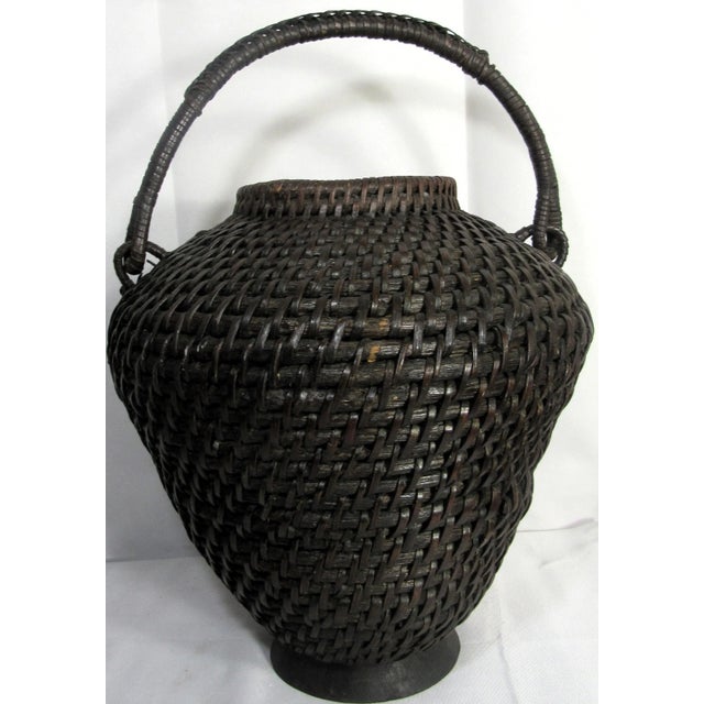 Vintage Large Urn Shaped Rattan Basket | Chairish