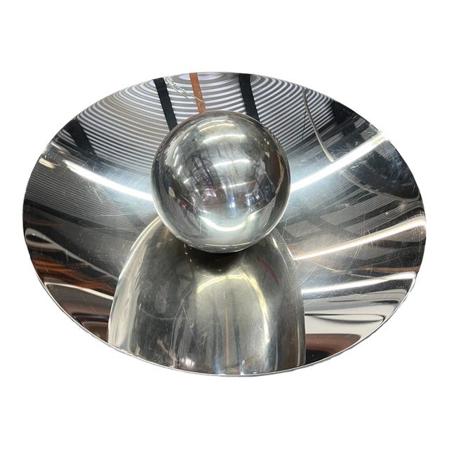 Contemporary Modern Art Chrome Plated Bronze Dish With Center Steel ...