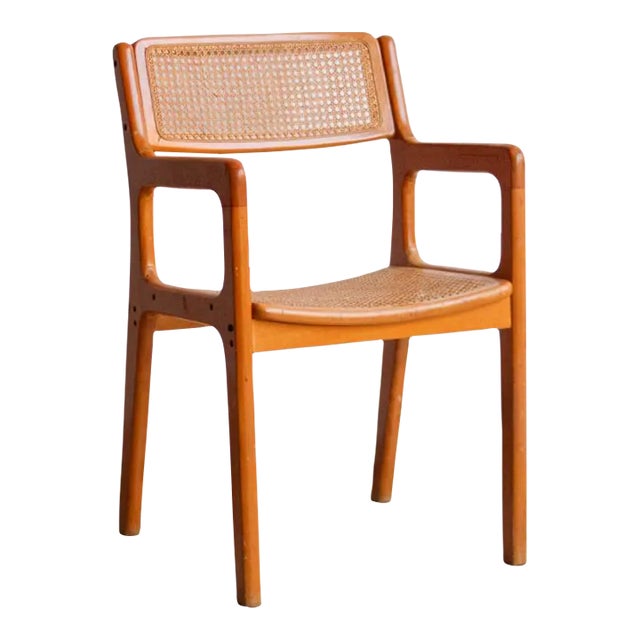 Mid 20th Century Birdseye Cane Arm Chair | Chairish