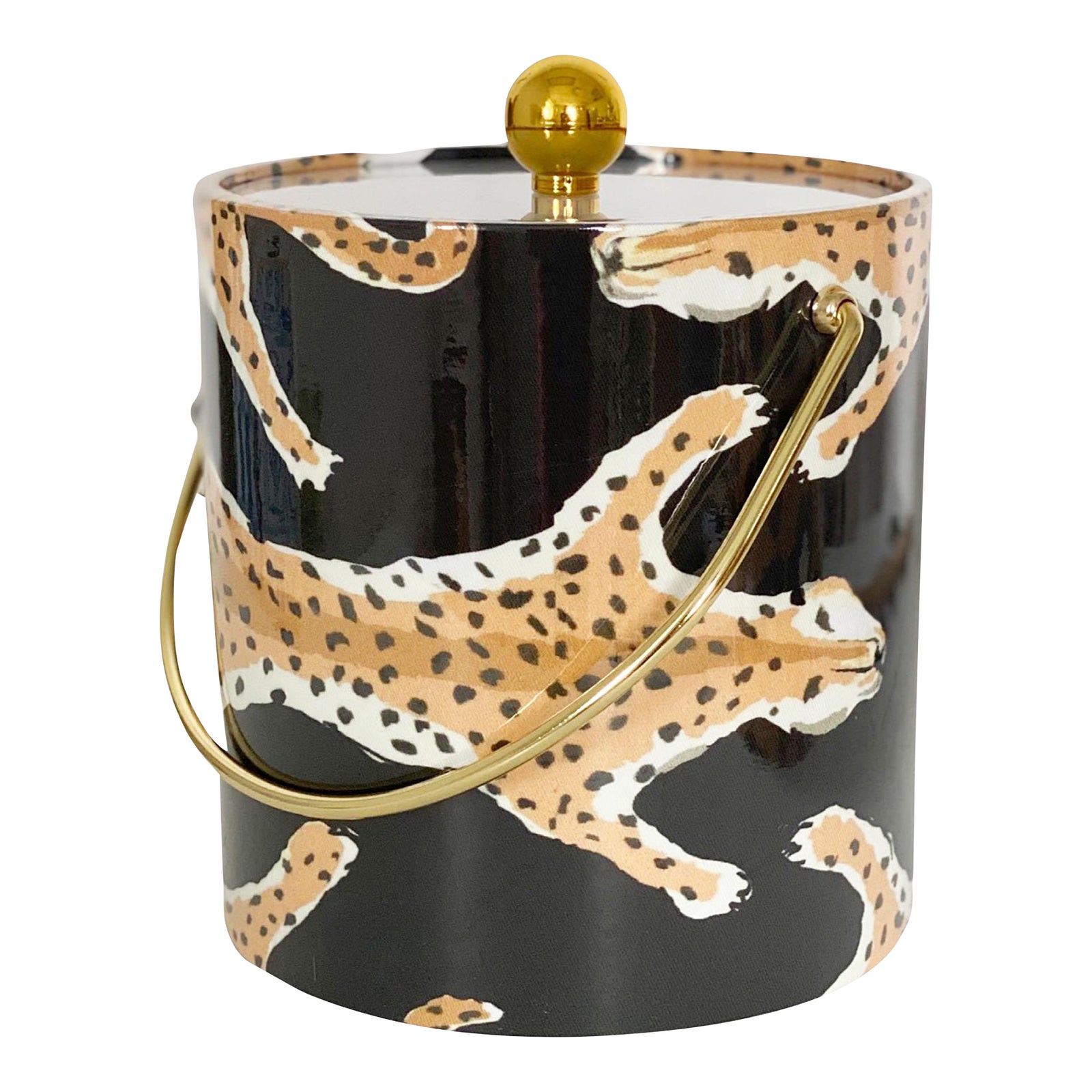 Black Leopard Ice Bucket | Chairish