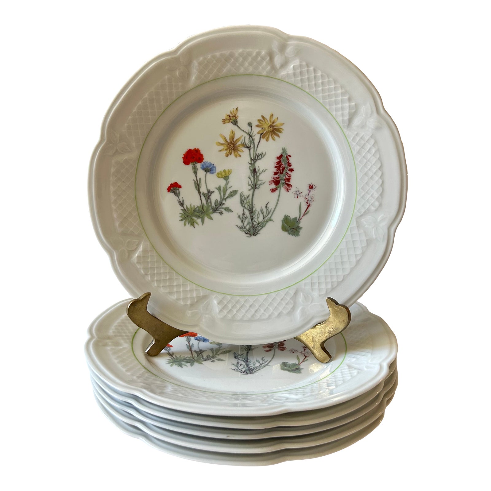Six Vintage Boho French Country Chic "Wild Flower" Porcelain Dinner ...