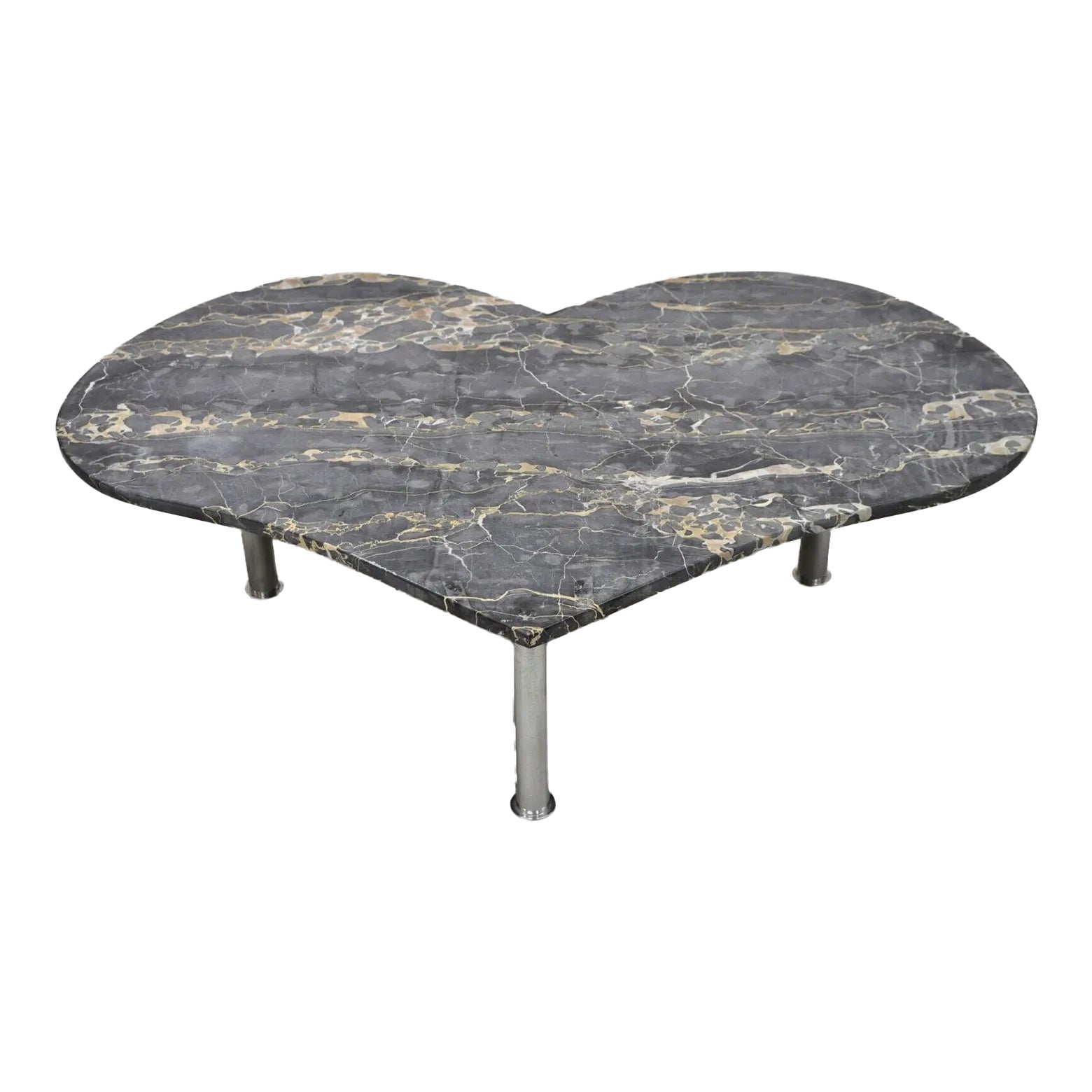 Vintage Custom Made Italian Marble Top Heart Shaped Coffee Table | Chairish