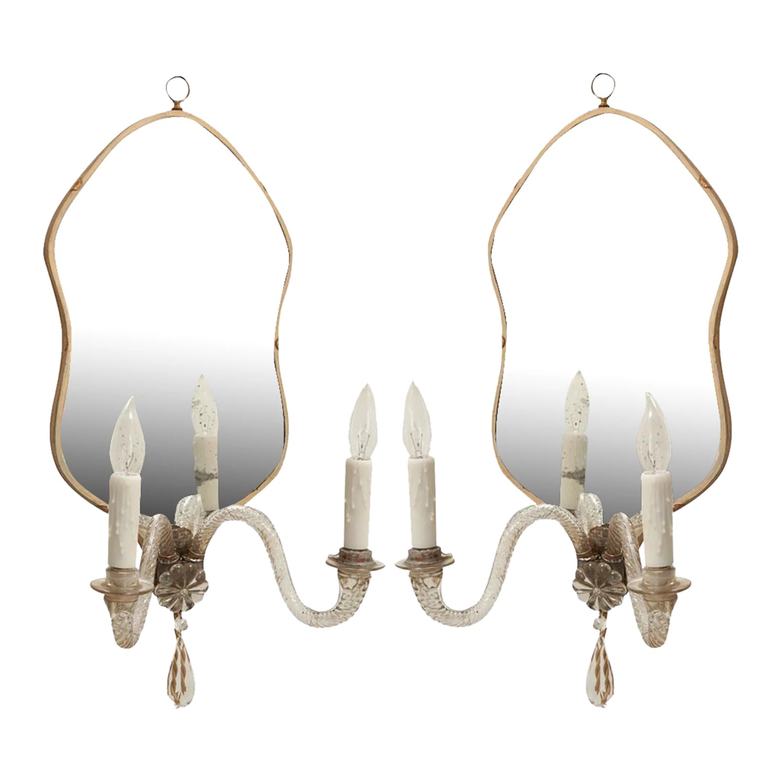 Late 18th Century Italian Murano Glass & Mirror Sconces - A Pair | Chairish