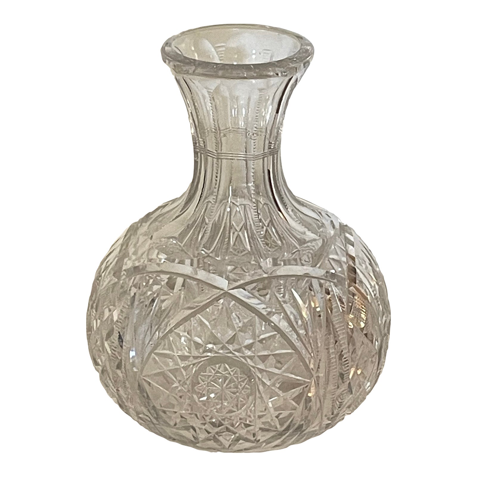 Vintage 1930s “Star” Cut Crystal Glass Decanter Carafe | Chairish