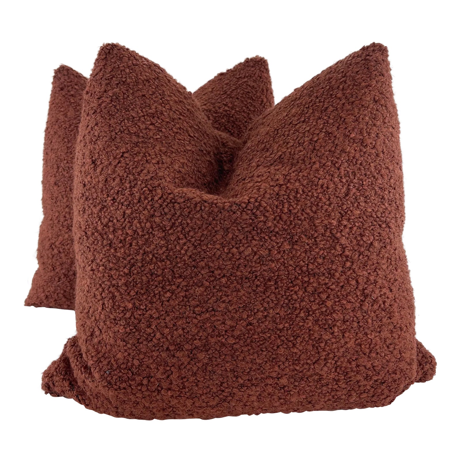 Chelsea Textile "Kingswood Boucle" in Brick 22" Pillows-A Pair | Chairish