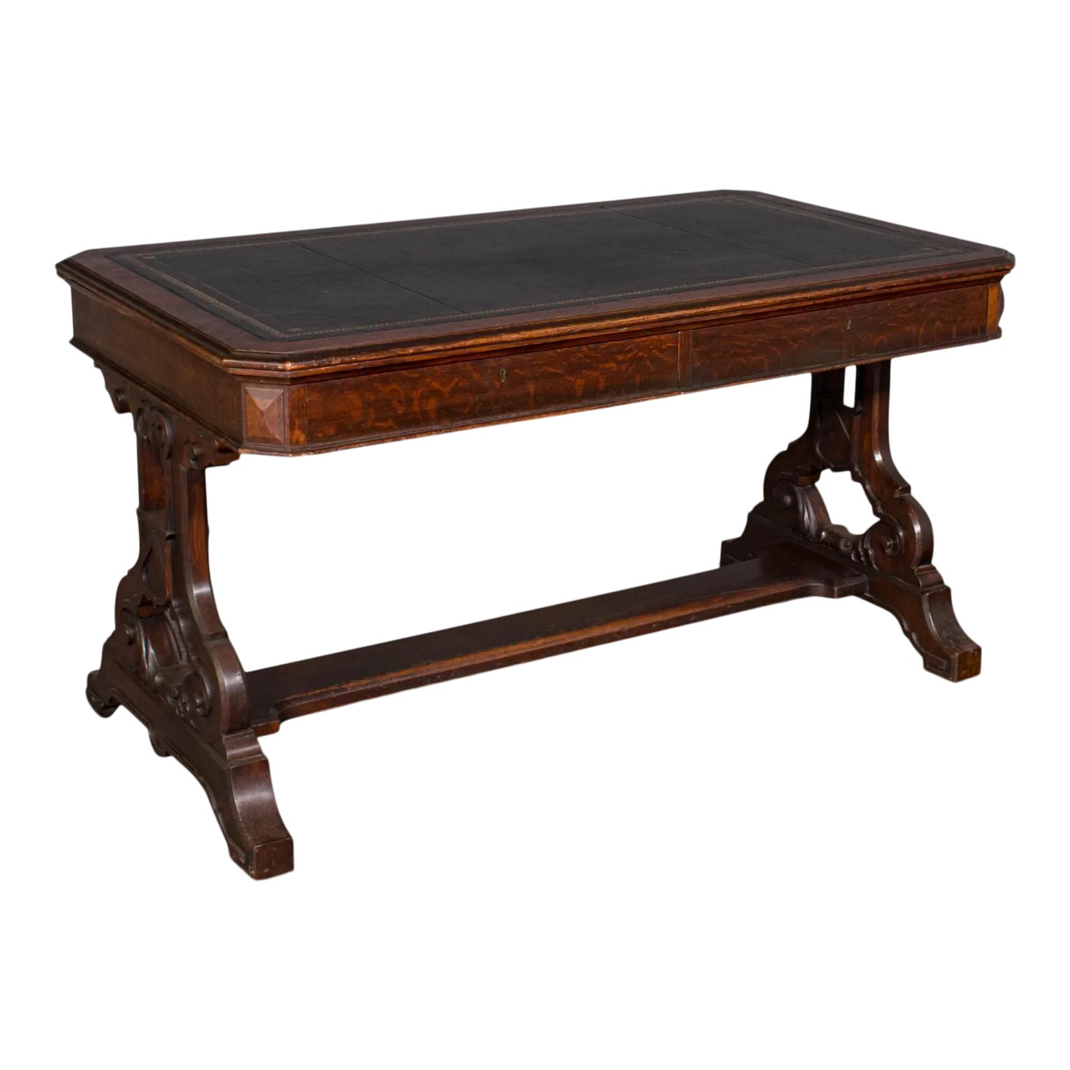 1880s Antique Victorian Scottish Oak Desk | Chairish
