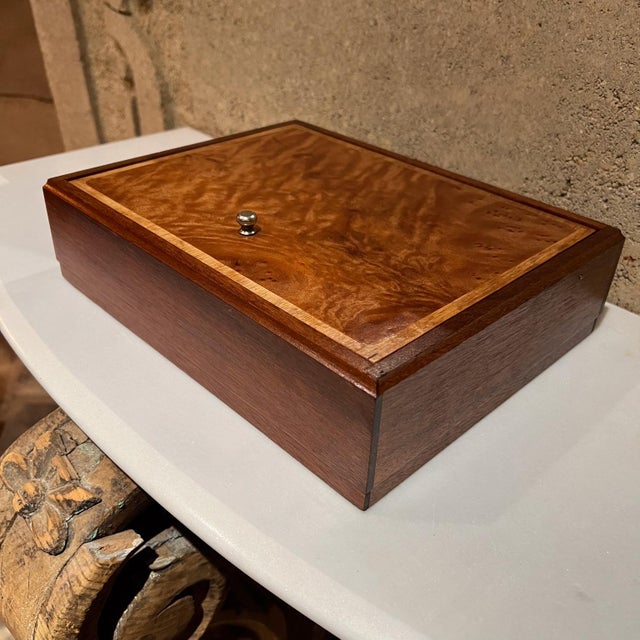 Midcentury Modern Game Box Exotic Burlwood | Chairish