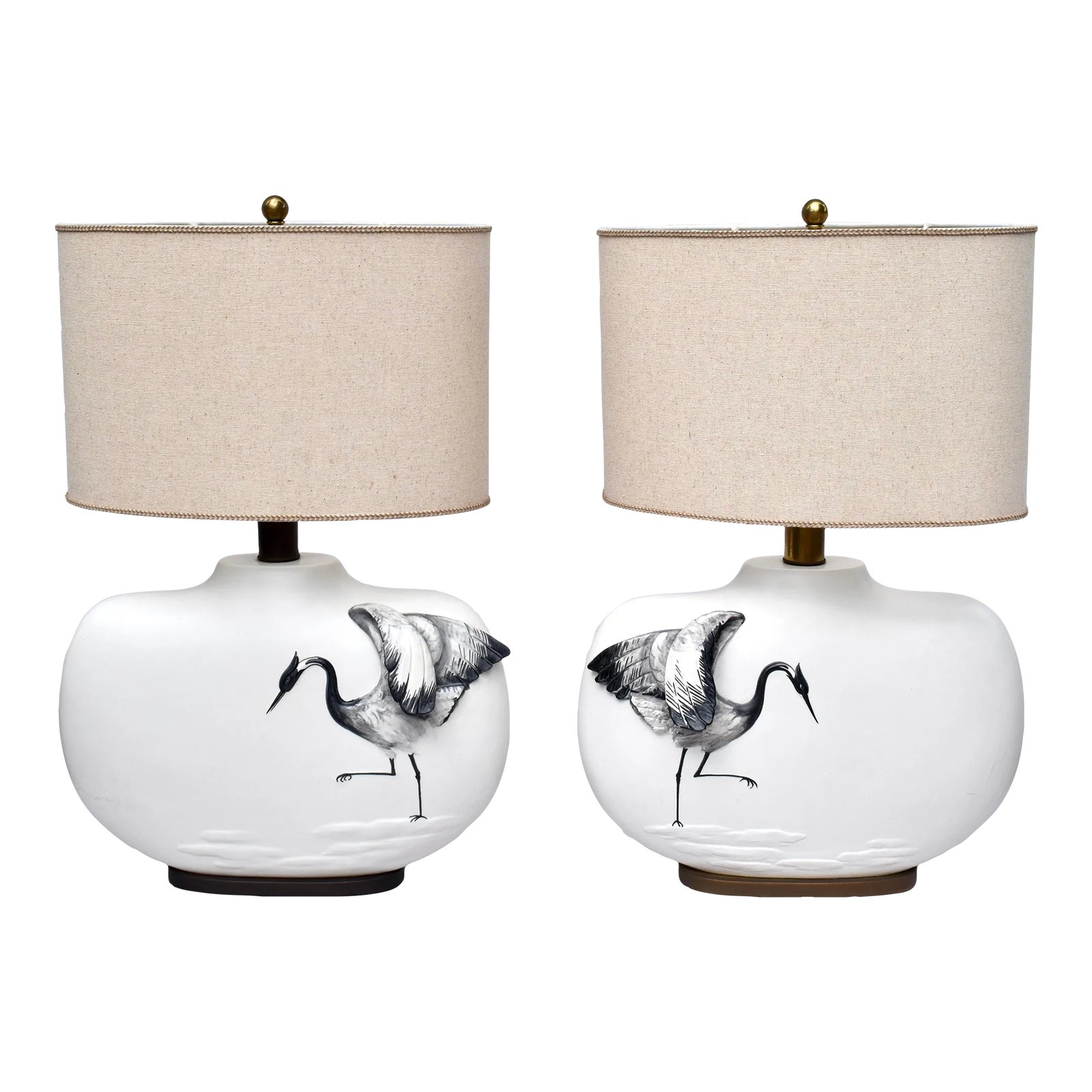 1980's Chapman Crane Table Lamps, Pair | Chairish