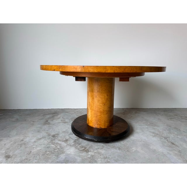 Vintage Milo Baughman Style Burl Wood and Macassar Round Dining Table ...