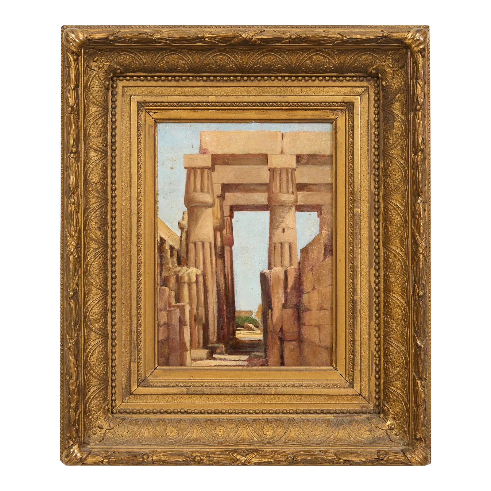 19th C British / American School Egyptian Temple Ruins, Luxor "Temple ...