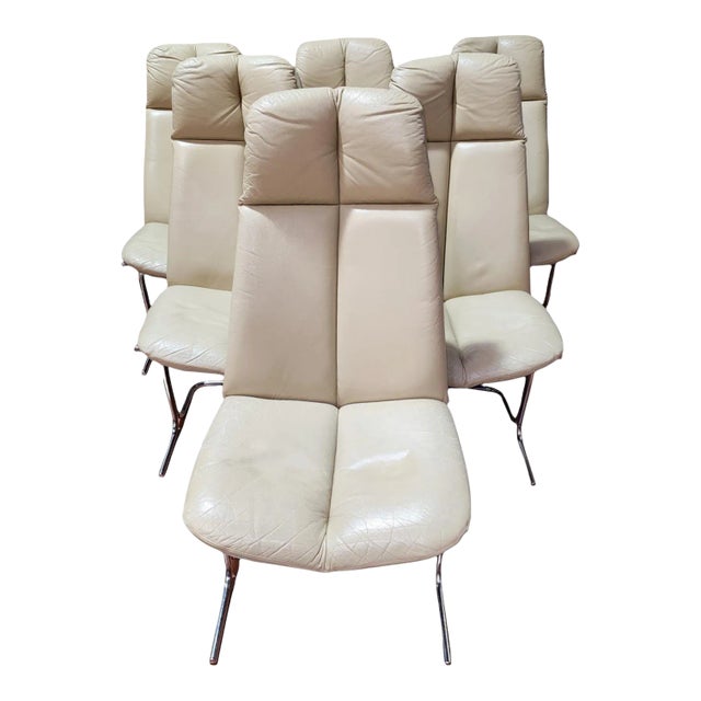 Mid-Century Modern English Pieff Chrome and Leather Dining Chairs - Set ...