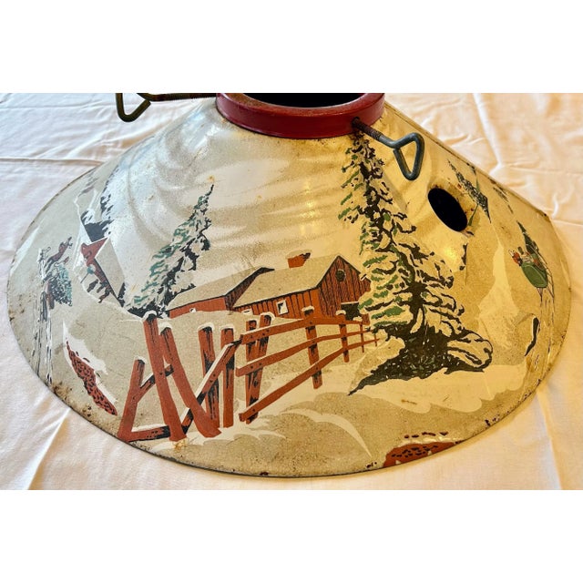 Vintage Colormatic Snow Scene Steel Christmas Tree Stand - | Chairish