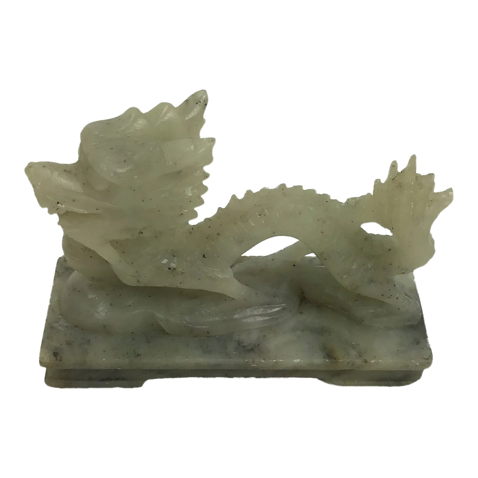 Dragon Mini Asian Green Jade Color Soapstone Dragon Vintage Miniature ...