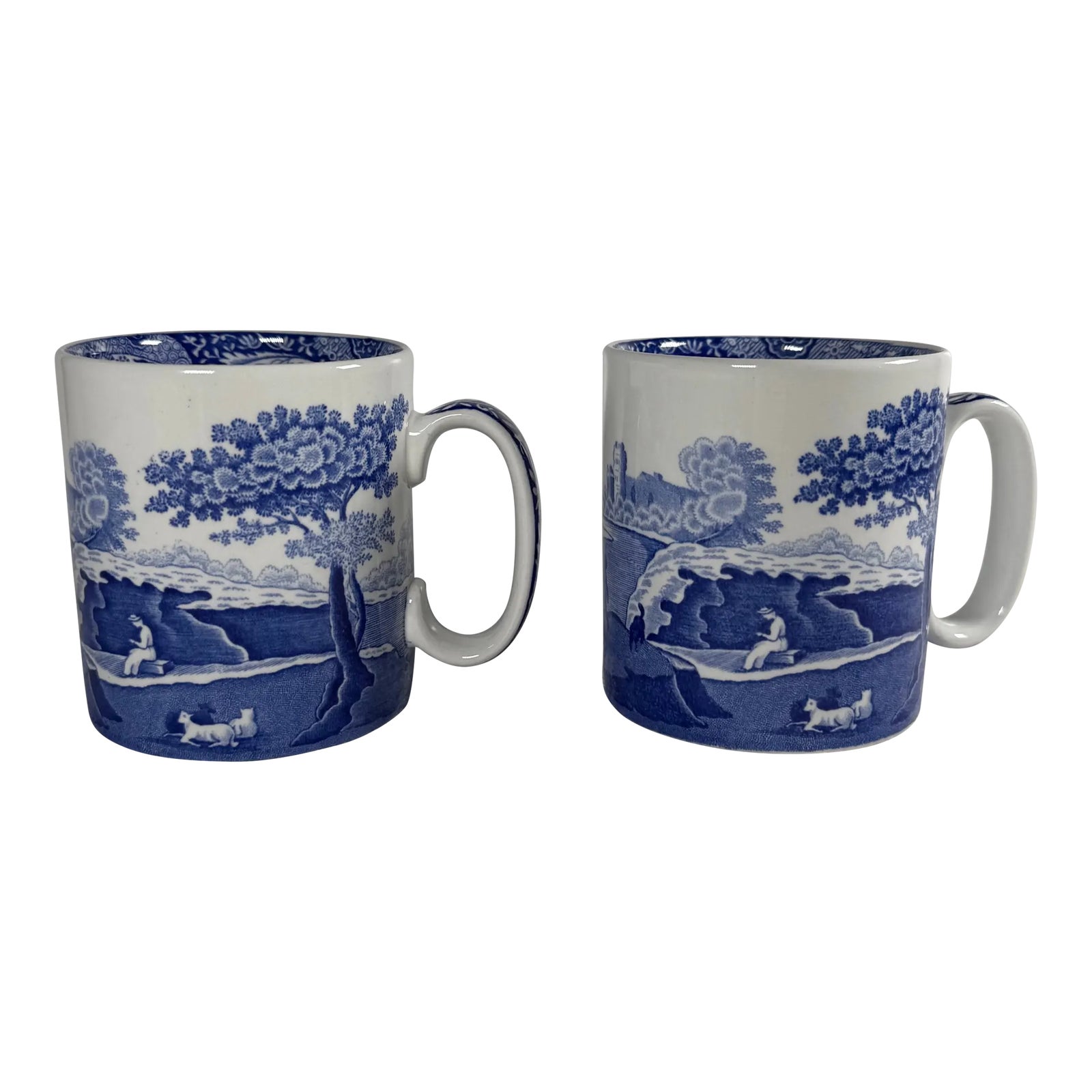 Spode Blue Blue Scenes, Scalloped, Design Italian Mugs - Set of 2 ...