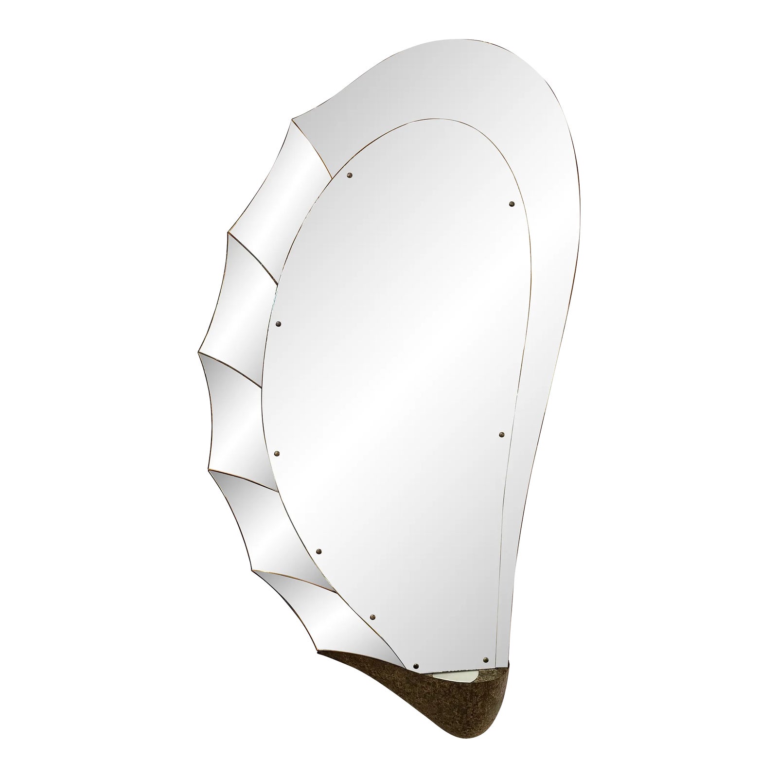 Extra Large Lightning Mirror Amber Glass by Cristal Art, Italy, 1960s ...