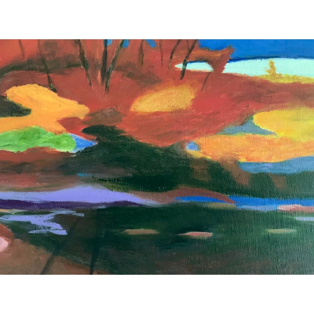 Modern Landscape Oil Painting, Framed | Chairish