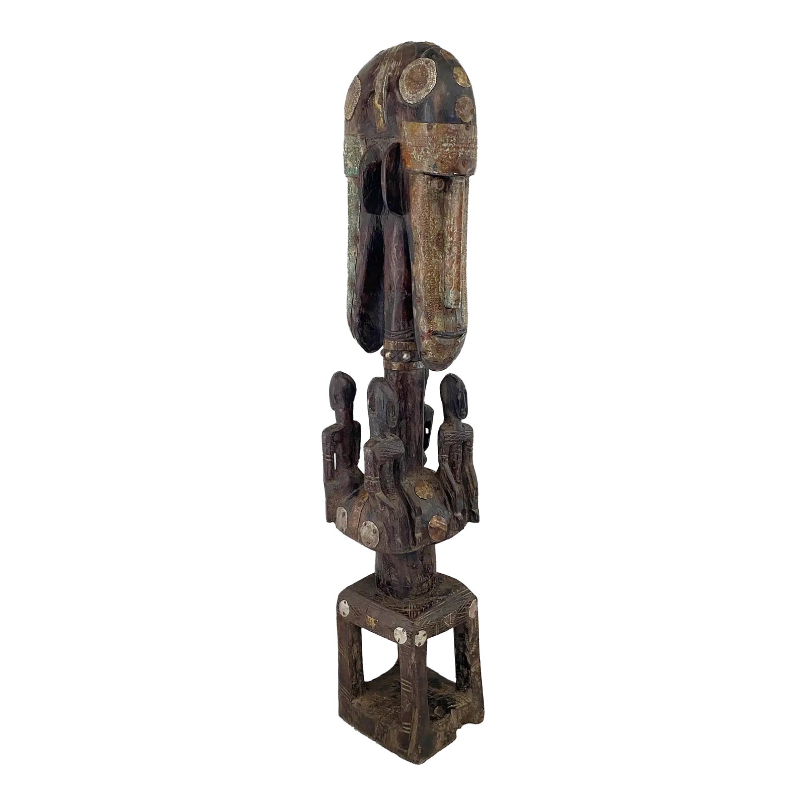Rare Vintage Dogon/Marka Tribe Figural Tellem Sculpture 32" H | Chairish