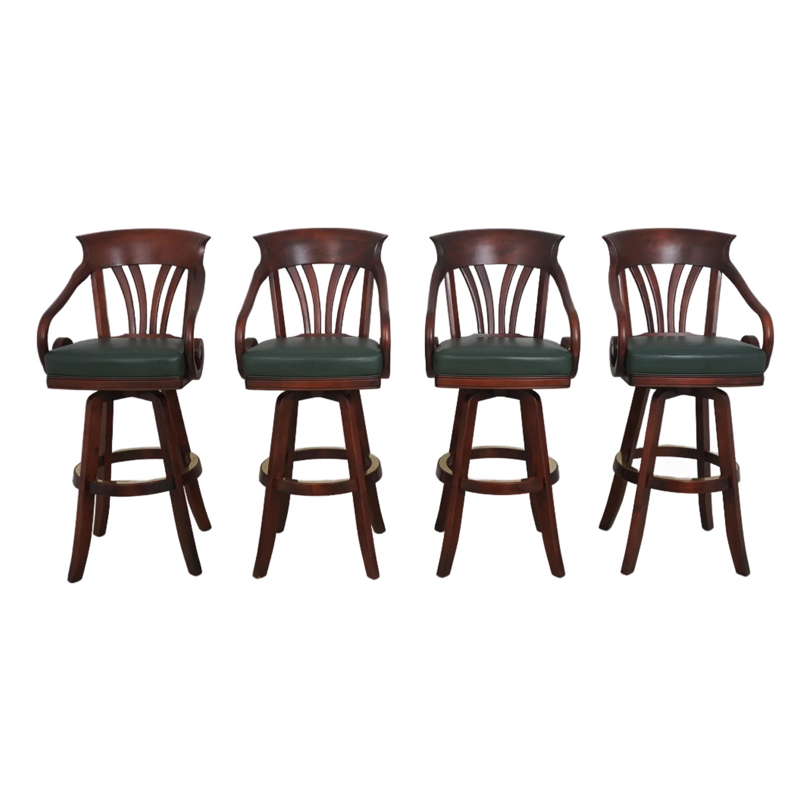 Set of 4 Makhail Darafeev Leather Seat Swivel Barstools | Chairish