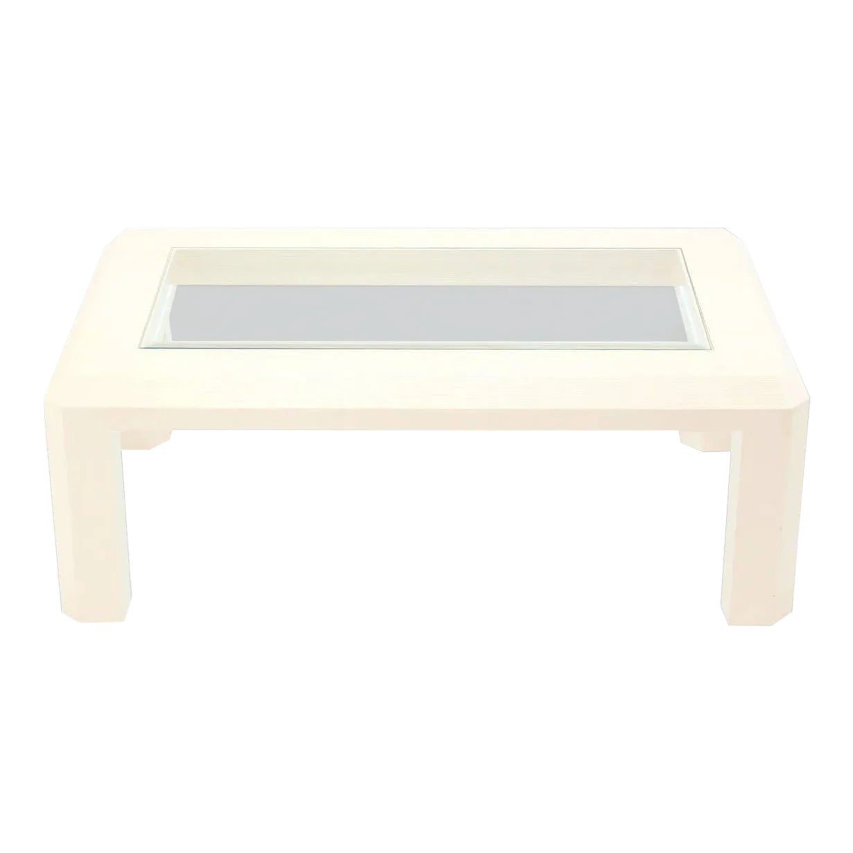 Vintage Mid Century Textured Grass Cloth Rectangular Glass Top Coffee ...