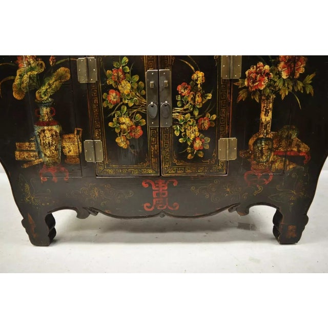 Korean Black Hand Painted Altar Style Sideboard Cabinet Console Table ...