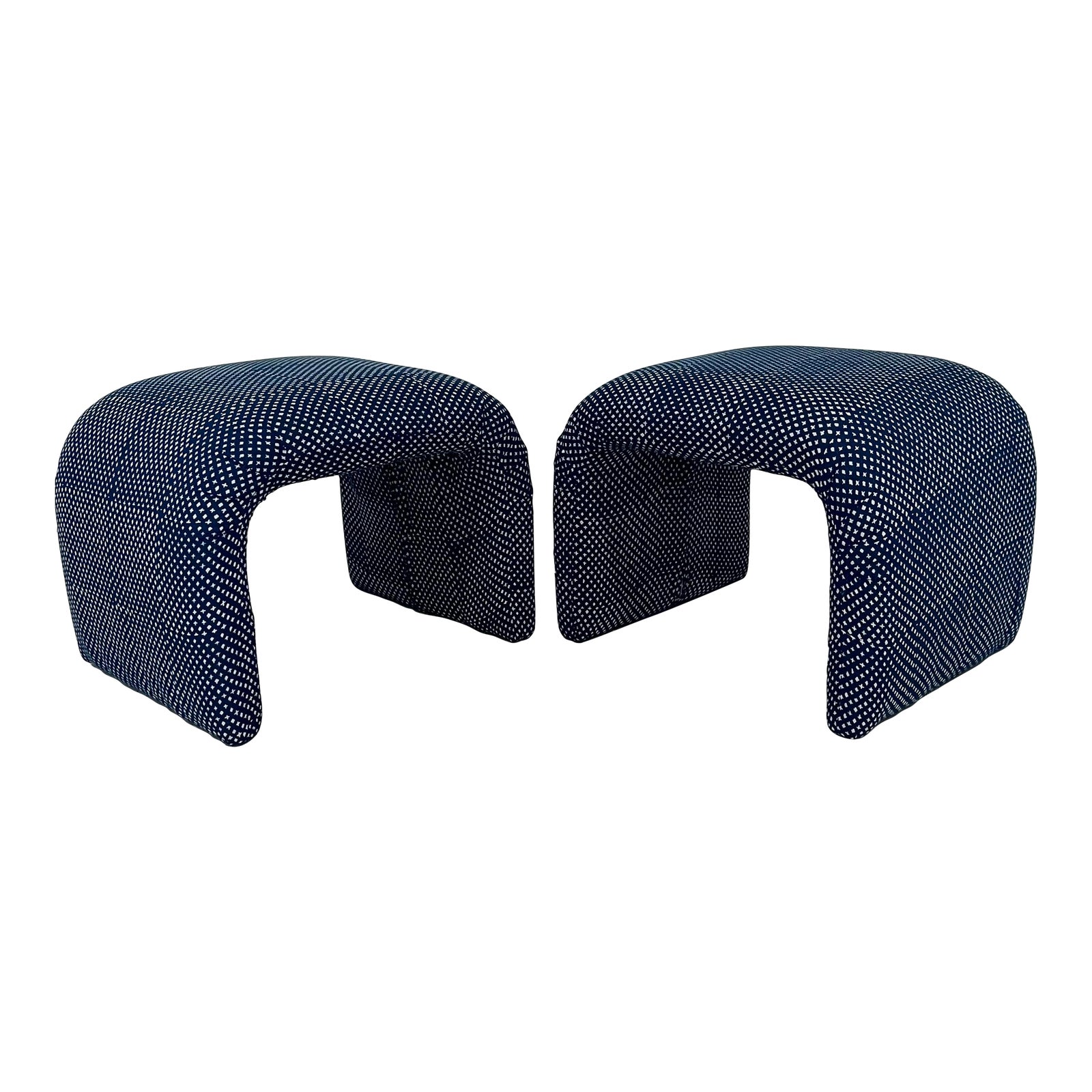 Vintage Waterfall Ottoman Stools- a Pair | Chairish