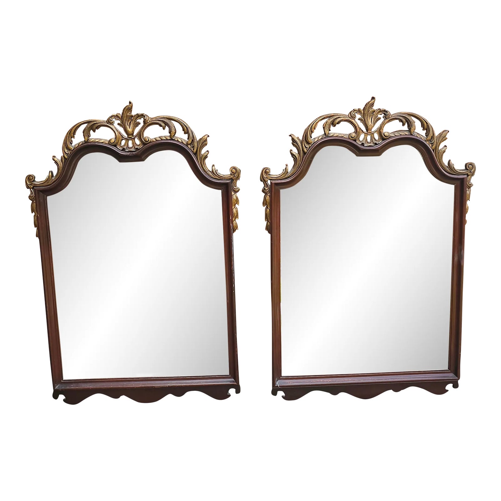 Pair of Mid Century Provincial Style Ornate Carved Mahogany Frame ...