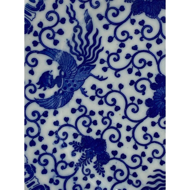 1950’s Japan Blue & White “Phoenix” Design Dinner Plate | Chairish