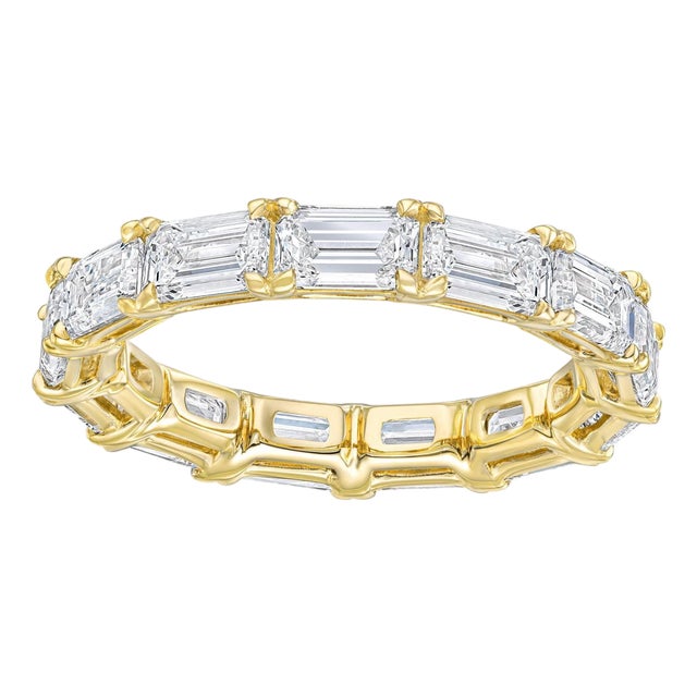 GIA Cert. 5.20Ct Emerald Cut Diamond 18K Yellow East-West Eternity ...
