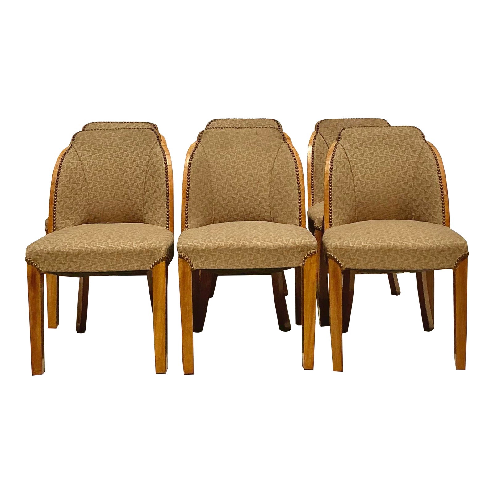 Vintage Art Deco Burled Walnut Dining Chairs After Harry and Lou ...