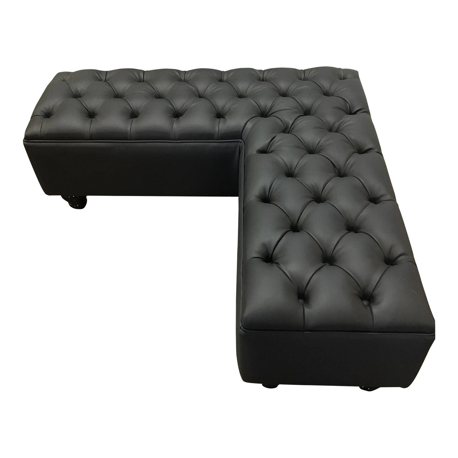 Wicked Elements Black Tufted L-Shaped Bench | Chairish