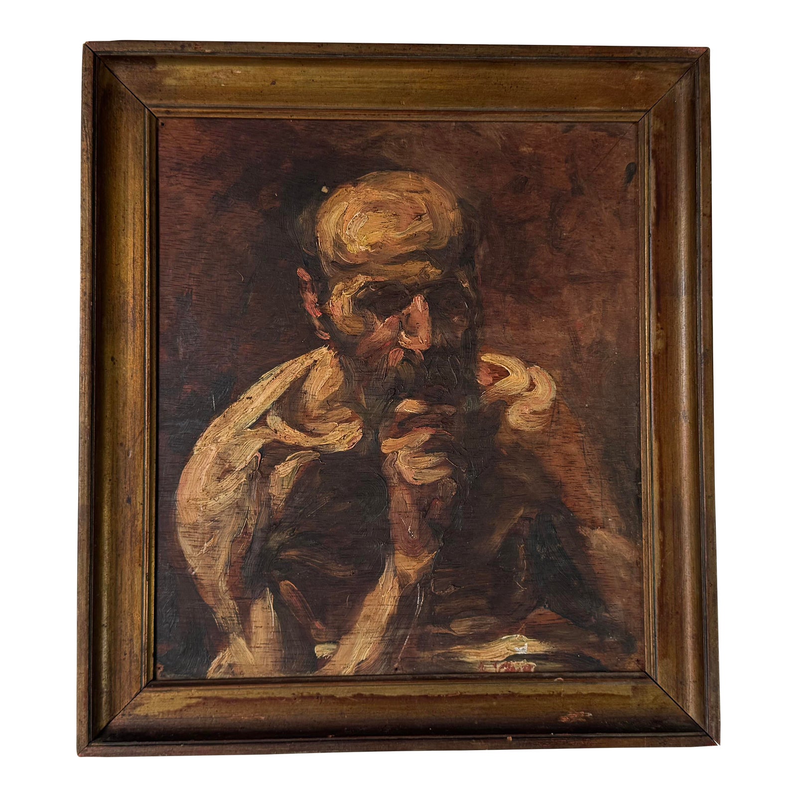 70's Arturo L. Bonvecchio Male Portrait Oil Painting, Framed | Chairish