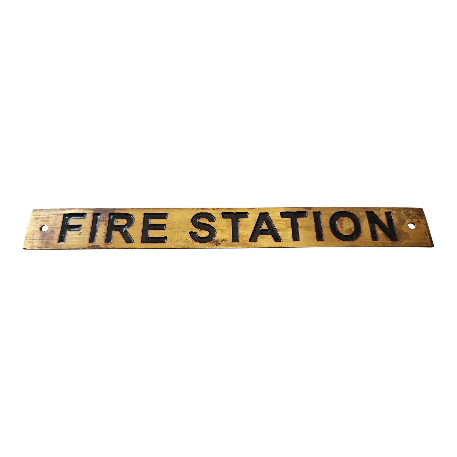 1950s Vintage Brass "Fire Station" Sign / Plaque | Chairish
