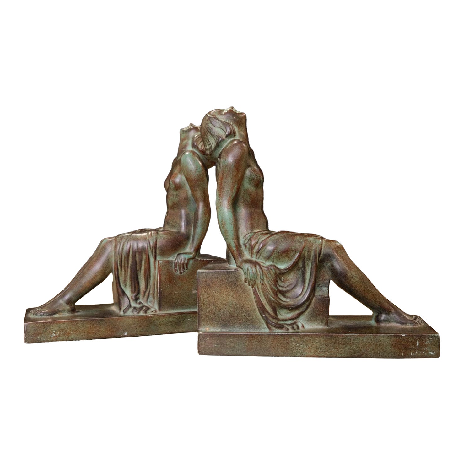 1930s Janle for Max Le Verrier Bookends, Titled "Insouciance"- a Pair ...