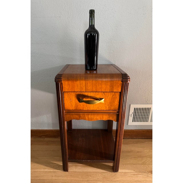 1930s Art Deco Walnut Nightstand With Brass & Lucite Pull – Harmony ...