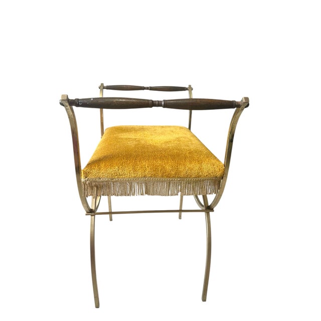 Mid 20th Century Hollywood Regency Vanity Stool Bench Mustard Yellow ...