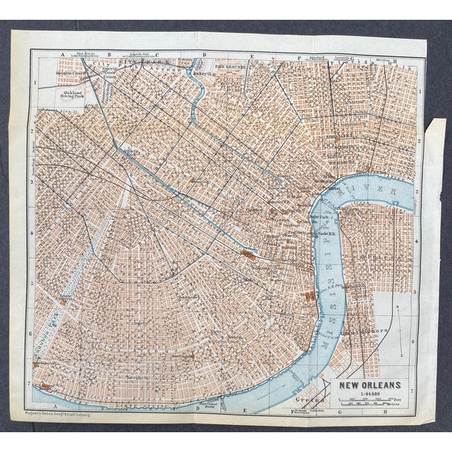 1909 Antique New Orleans Map | Chairish