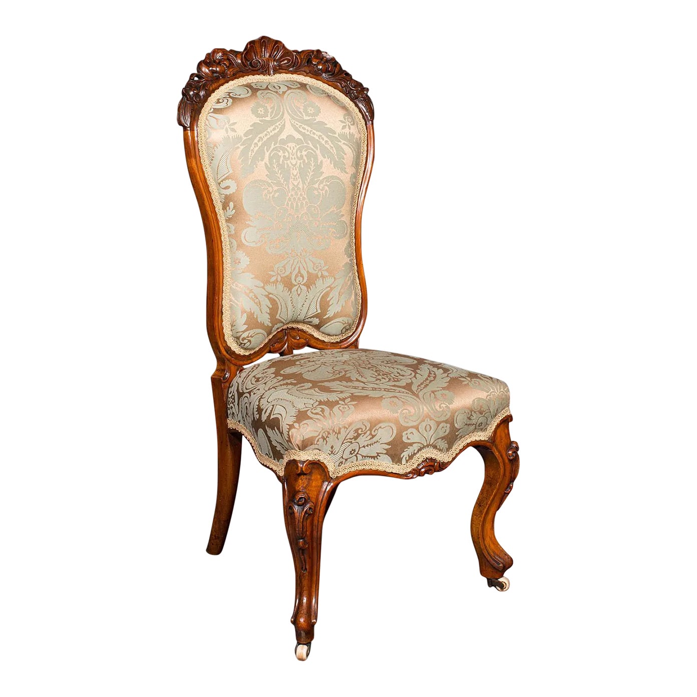 1840s Antique Victorian Walnut Drawing Room Chair | Chairish