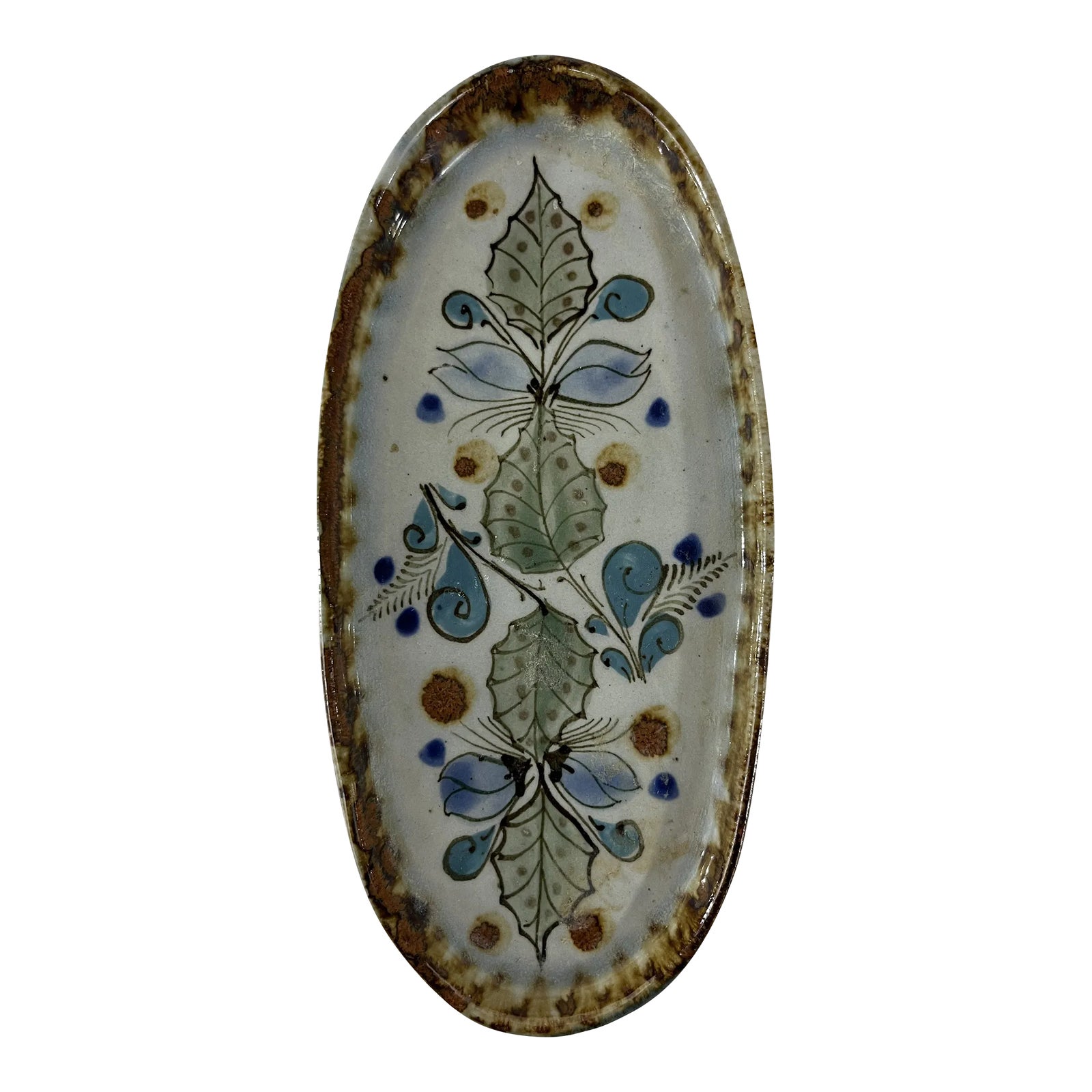 Hand Painted Pottery Dish | Chairish