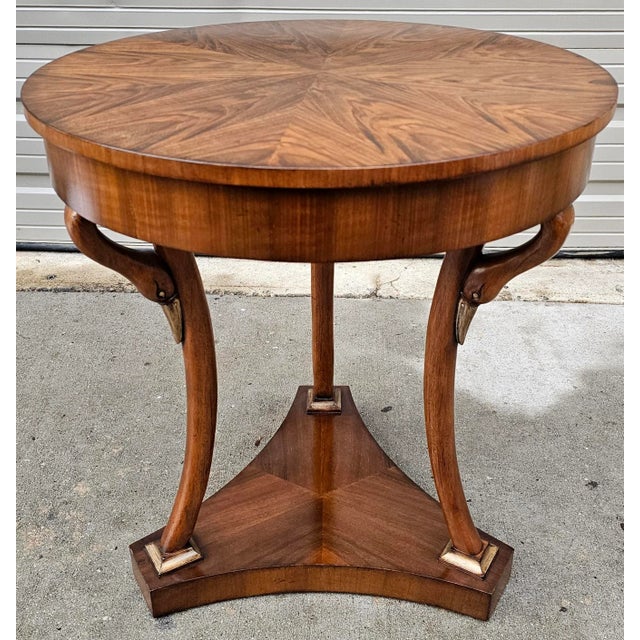 Early 20th Century Round Swan Neck Tripod Accent Table | Chairish