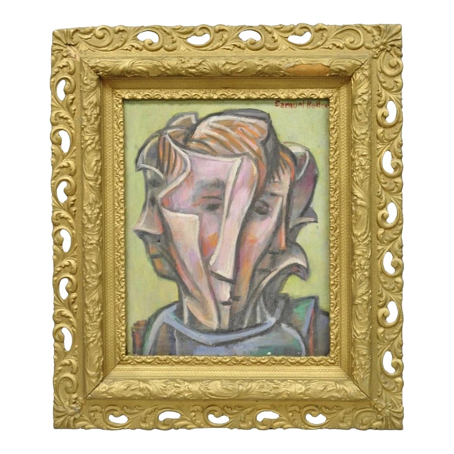 Vintage Samuel Heller "Face in Motion" Picasso Style Oil on Canvas ...