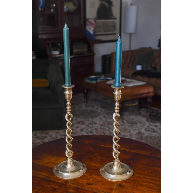 Early 20th Century Pair of Large English Antique Open Barley Twist ...
