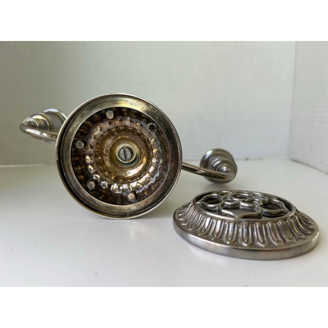 Vintage Signed "Seba" Silver Plated English Candlesticks W Flower Frog ...