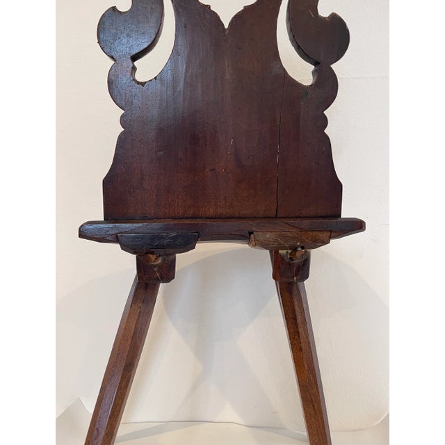 Swiss Alpine Folk Art Escabelle 18th Century Solid Walnut With Heart ...