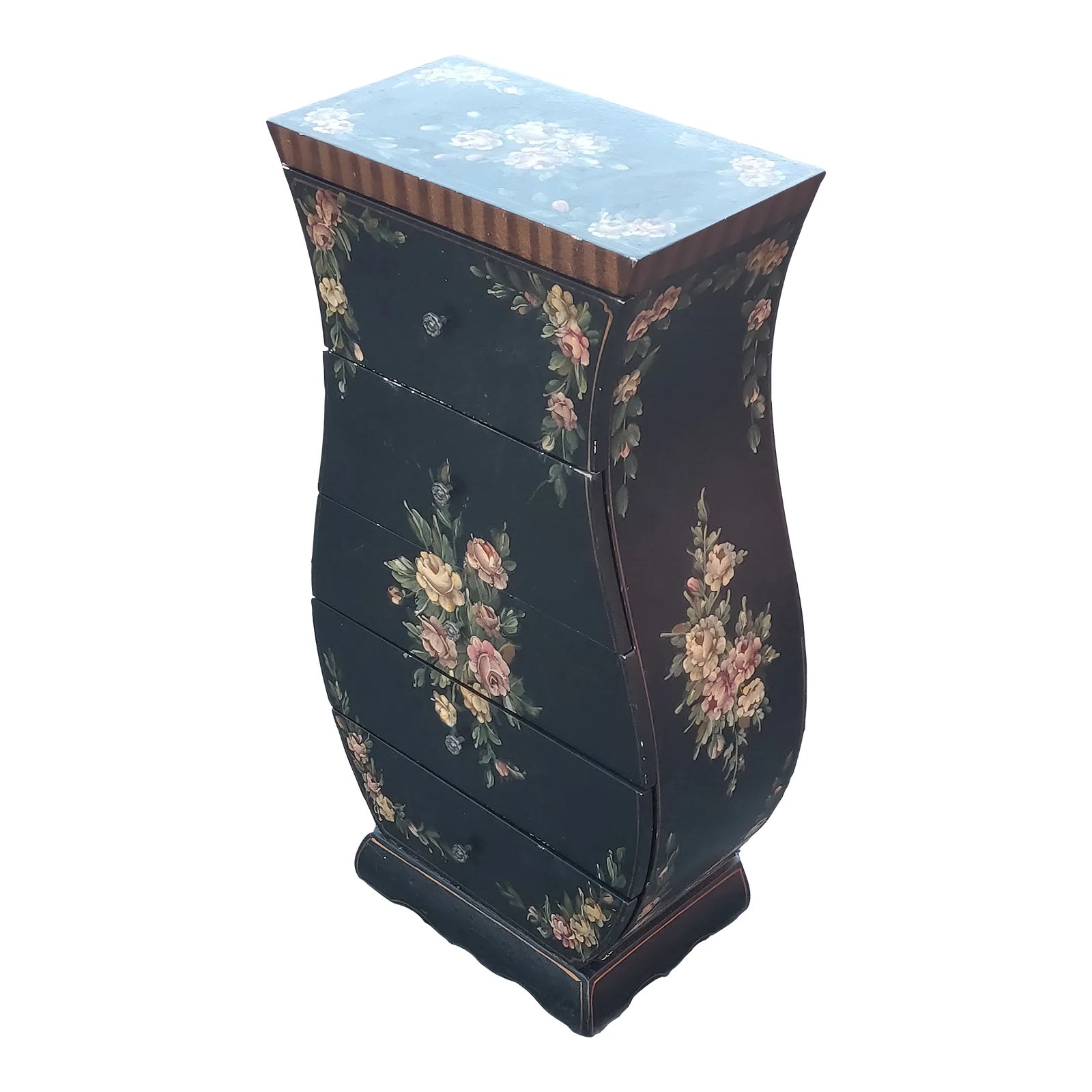 Mid 20th Century Vintage Hand Painted Storage Cabinet | Chairish