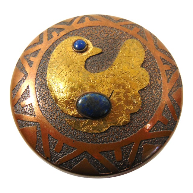 Vintage Handmade Brass and Copper Trinket Box Chile Lapis Bird by T ...